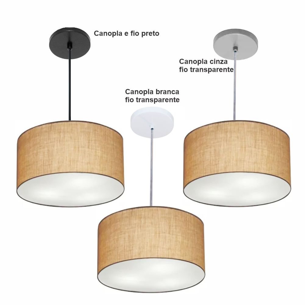 Pendente Cilíndrico Vivare Free Lux Md-4386 Cúpula em Tecido Lustres ...