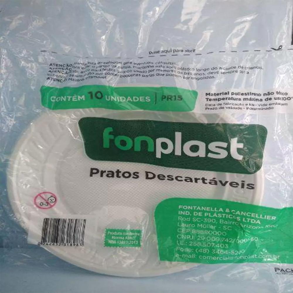 Prato Pratinho em Plástico Branco T15 10un 100 Kit 10 | MadeiraMadeira