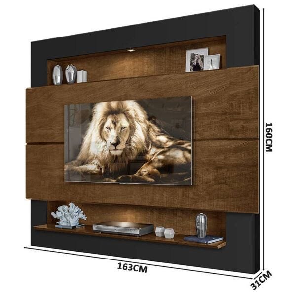 Painel para TV até 50 Polegadas Preto e Malbec | MadeiraMadeira