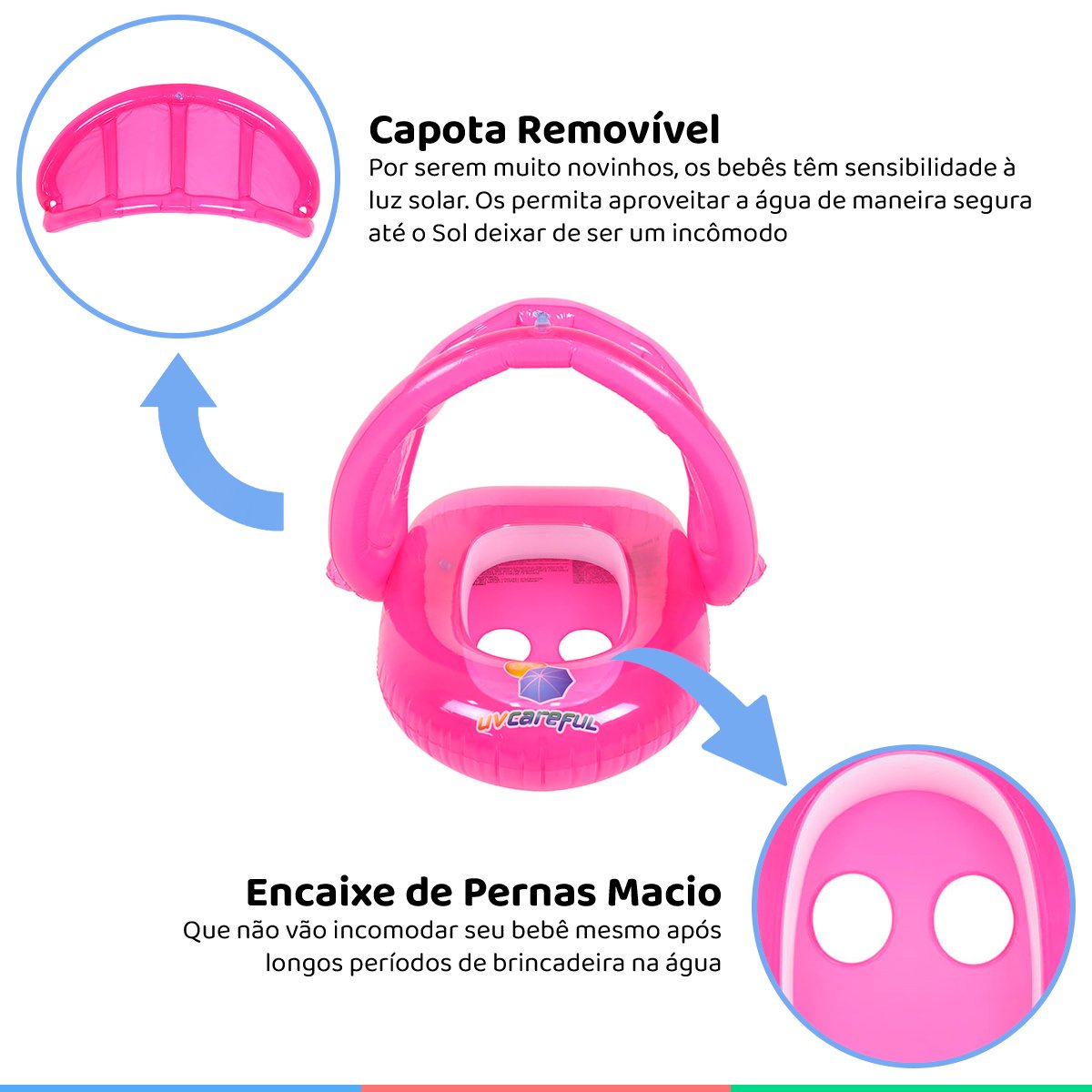 Boia Bote Infantil Cuidado com os Bebês Cobertura Removível e Encaixes ...