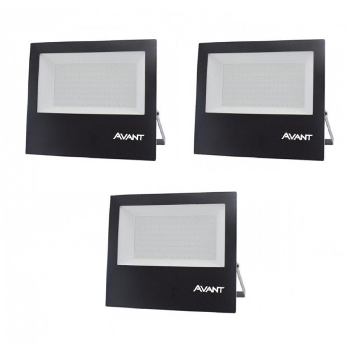 Kit 3 Refletores Led Retangular Ip65 Slim 150W 6500K Bivolt - Avant | MadeiraMadeira