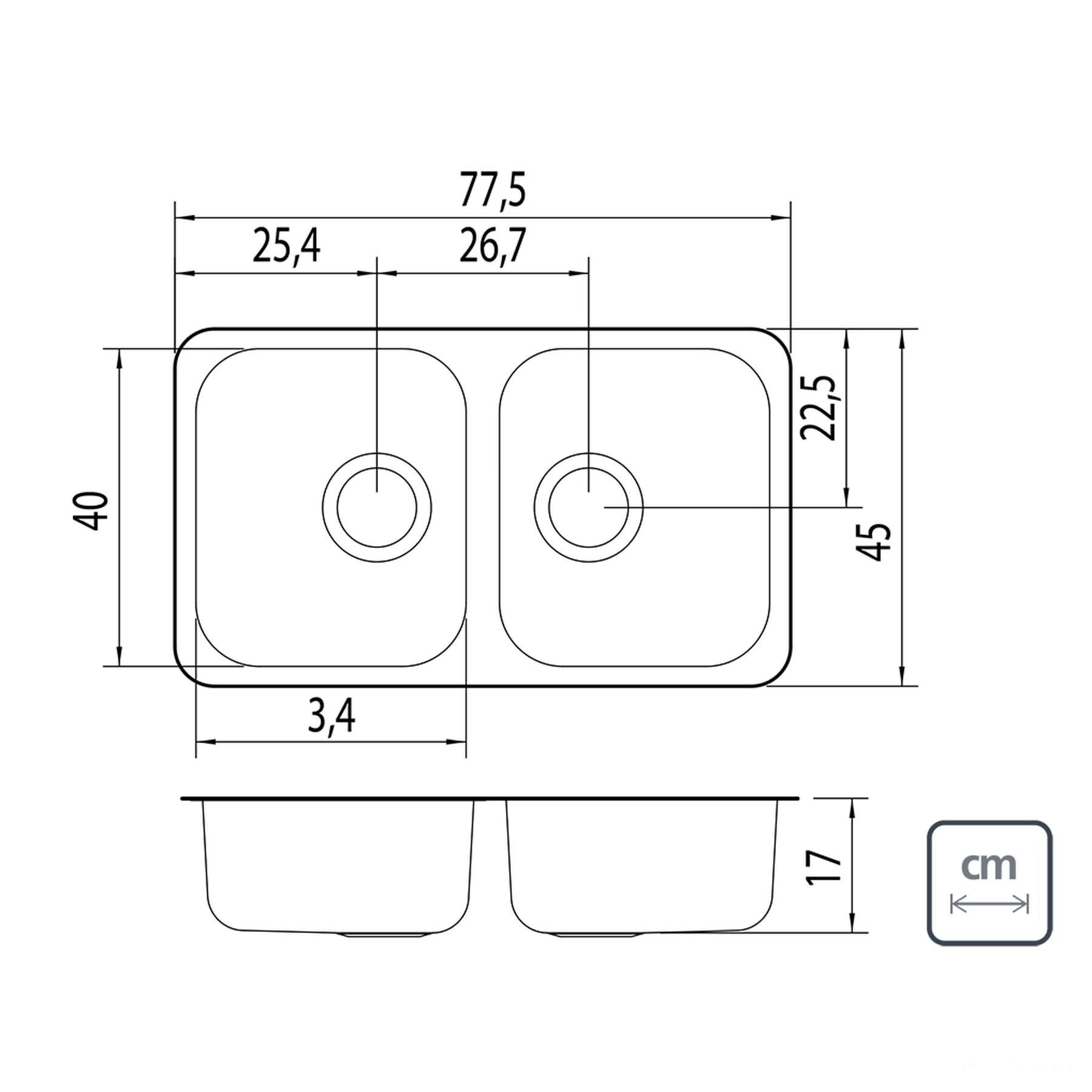 Cuba de Embutir Tramontina Isis Plus 2c 34 Bl em Aço Inox Acetinado ...