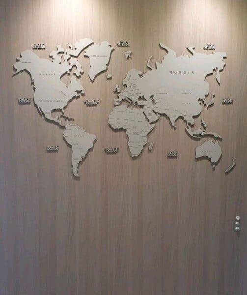 Mapa mundi em mdf, feito com mdf branco 3mm com os países gravados 1 ...