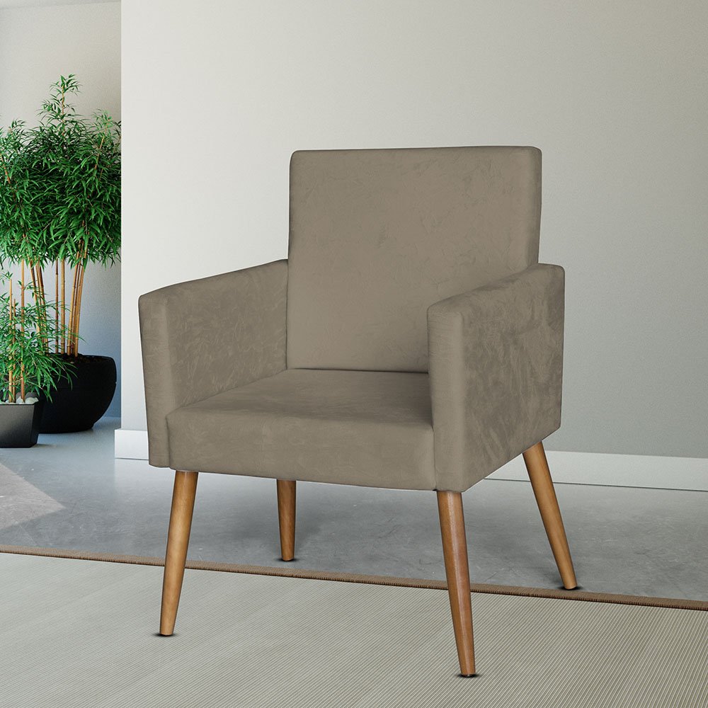 Poltrona Cadeira Nina para Sala de Estar Escritório Pé Palito Suede ...