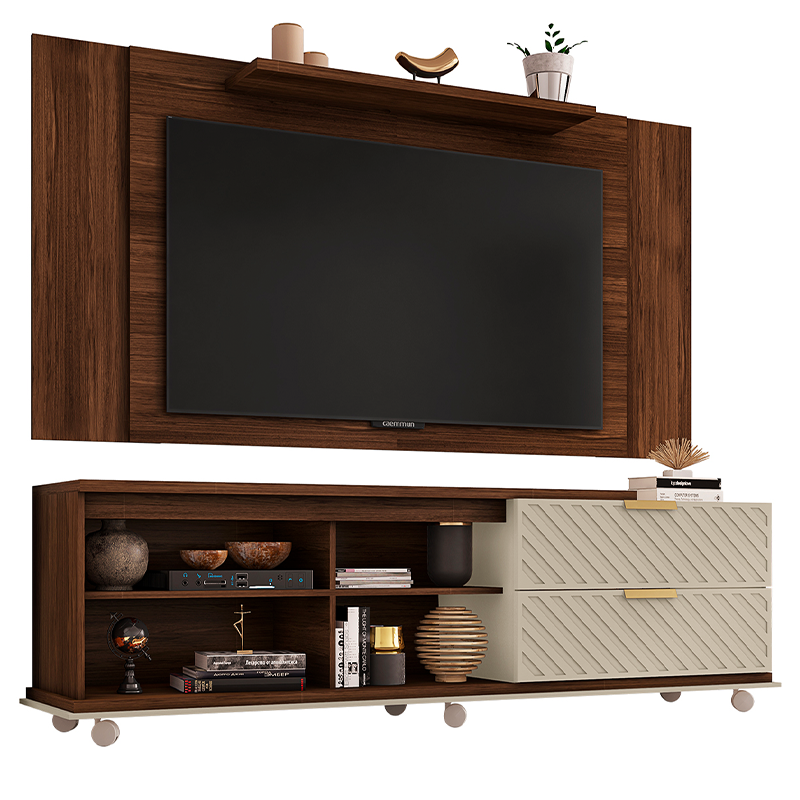 Rack Com Painel Para TV até 55 Polegadas Harmony Caemmun | MadeiraMadeira