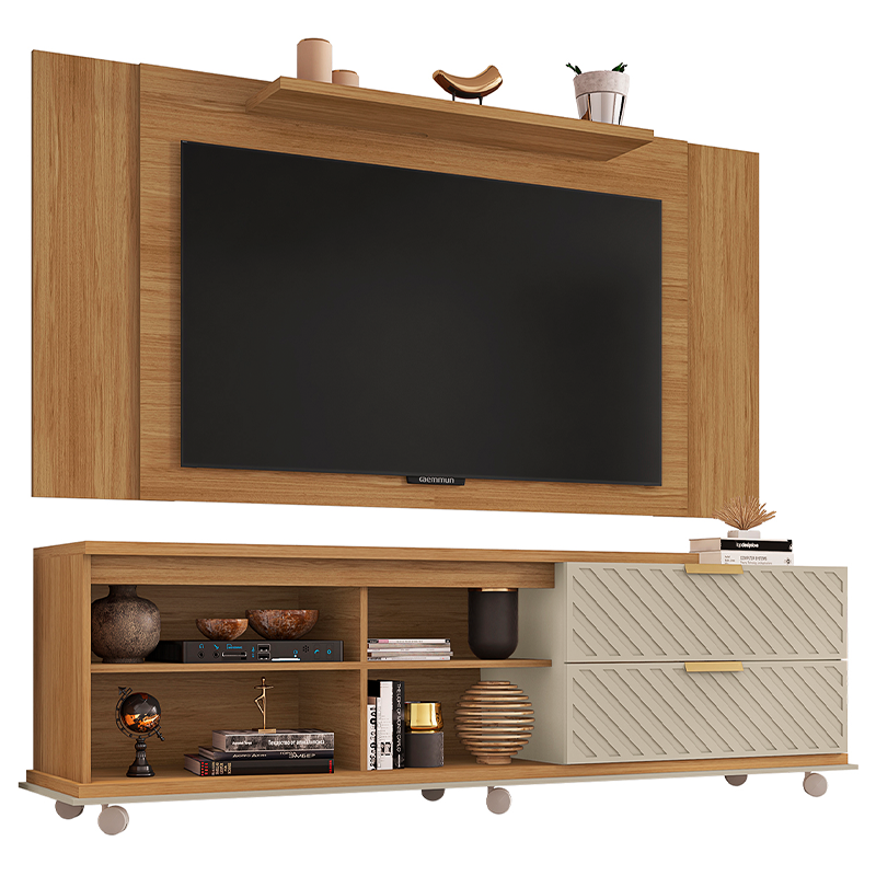 Rack Com Painel Para TV até 55 Polegadas Harmony Caemmun | MadeiraMadeira