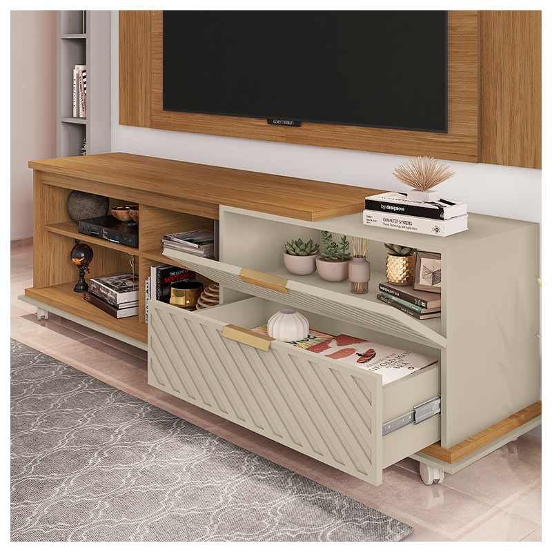 Rack Com Painel Para TV até 55 Polegadas Harmony Caemmun | MadeiraMadeira