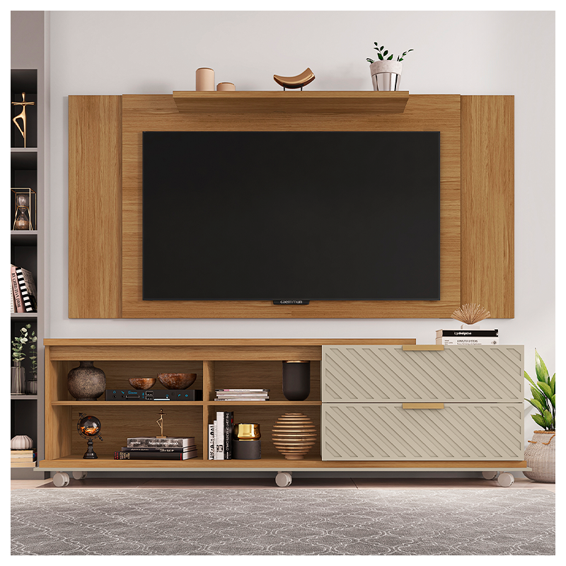Rack Com Painel Para TV até 55 Polegadas Harmony Caemmun | MadeiraMadeira