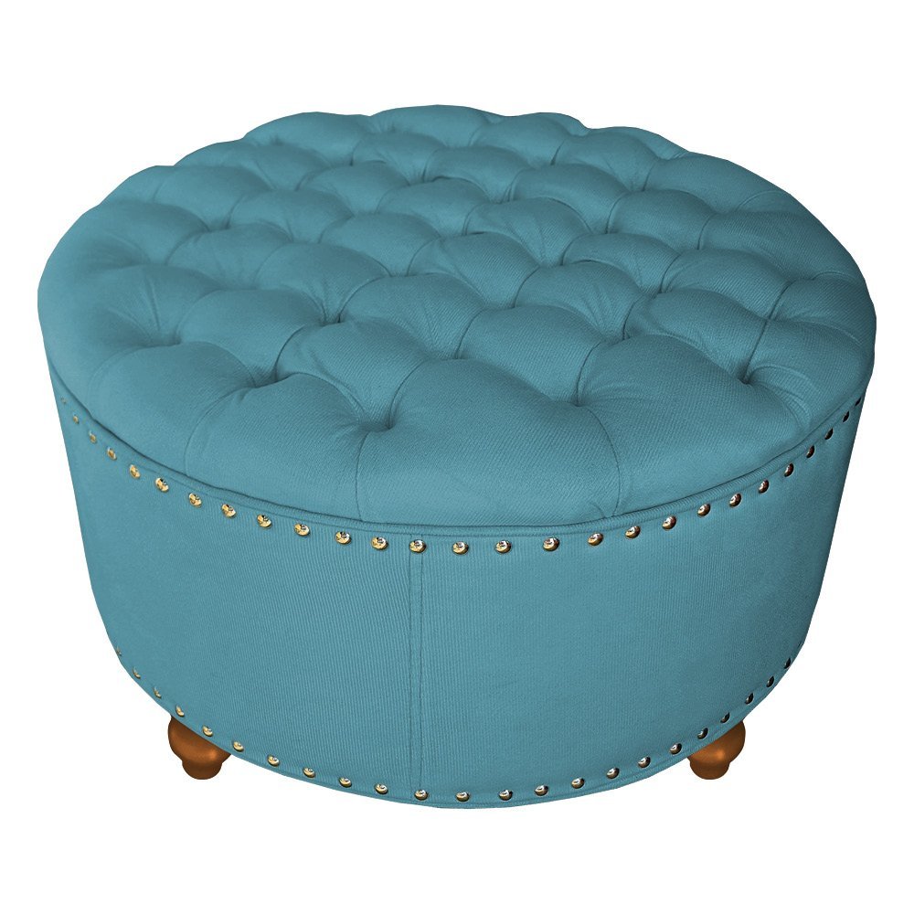 Puff Amora 1 Metro Suede Turqueza SLK Decor Amara | MadeiraMadeira