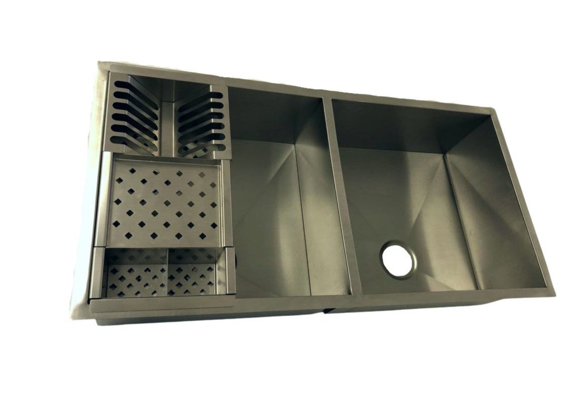 Cuba Dupla Para Cozinha Com Válvula Inox 40x40 Moderna + Canal Equipado ...