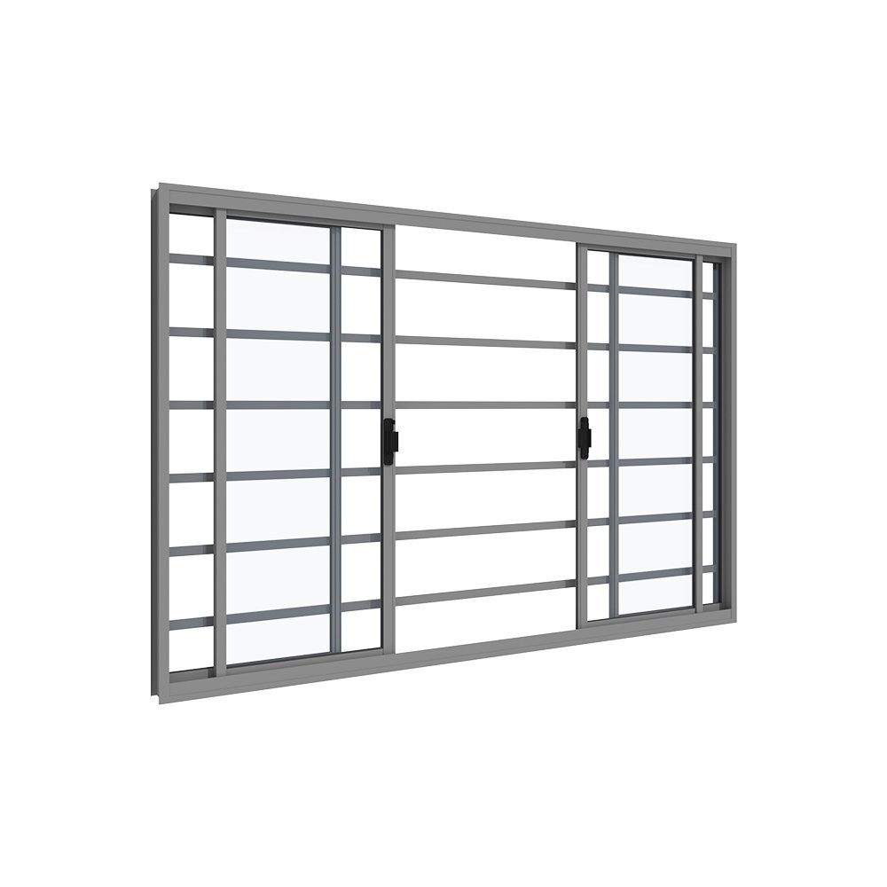 Janela Vitrô 4 Folhas 1,20m X 1,00m com Grade Horizontal em Alumínio ...