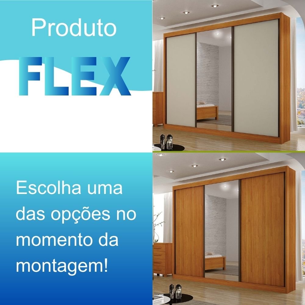 Guarda-roupa Casal 100% Mdf 3 Portas 6 Gavetas com Espelho Central San ...