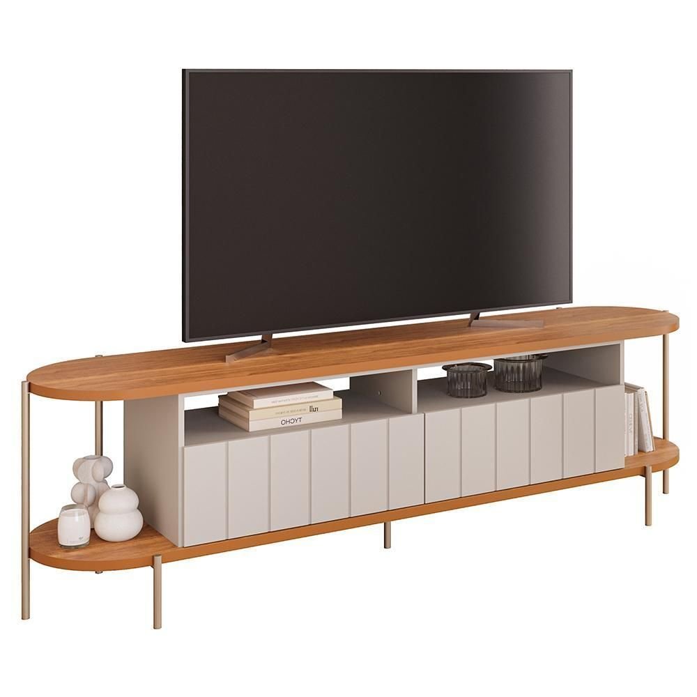 Rack Bancada Mônaco Cinamomo/off White para Tv até 70” - Permóbili | MadeiraMadeira