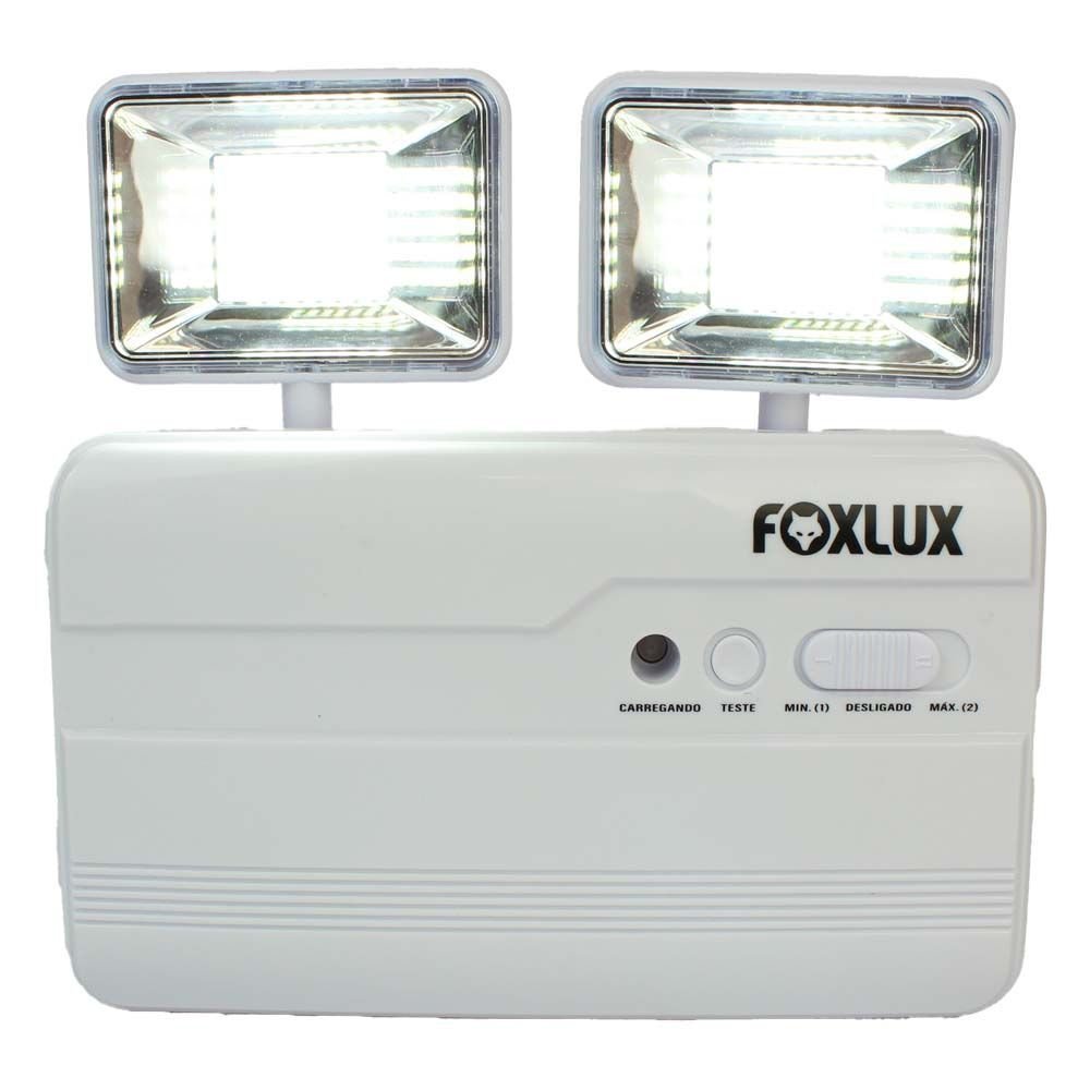 Luminária de Emergência Led 8w 6500k 2 Faróis Foxlux | MadeiraMadeira
