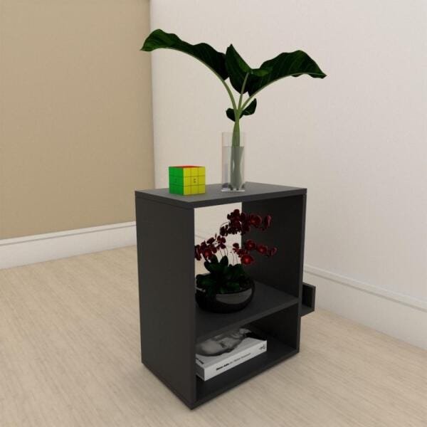 Estante E-Nichos Moderna Com Nicho Preto En50503Es | MadeiraMadeira