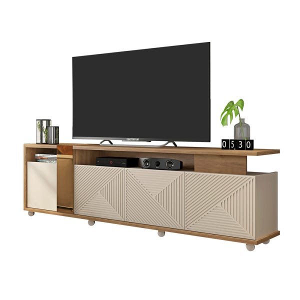 Rack Bancada para TV até 75 Polegadas Tóquio C02 Buriti/Off White - Adj ...