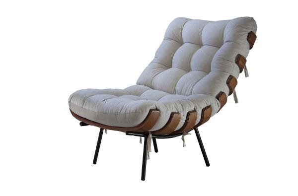 Poltrona Confort Costela Linho Bege | MadeiraMadeira