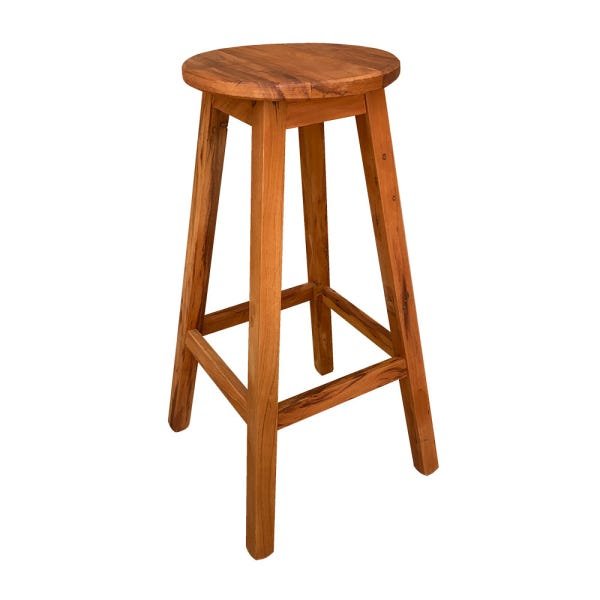 Banqueta Alta Assento Redondo Sem Encosto Madeira Maciça Cor Peroba ...