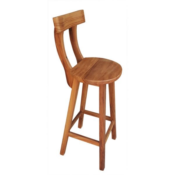 Banqueta Alta com Encosto Girafa de Madeira Maciça Cor Peroba Rosa ...