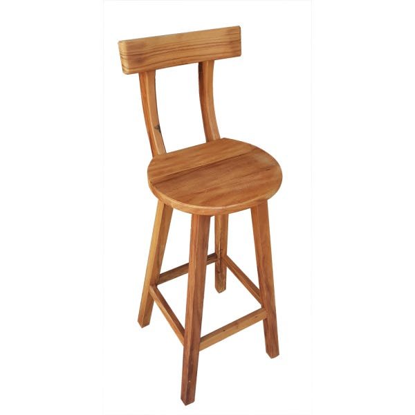 Banqueta Alta com Encosto Girafa de Madeira Maciça Cor Peroba Rosa ...