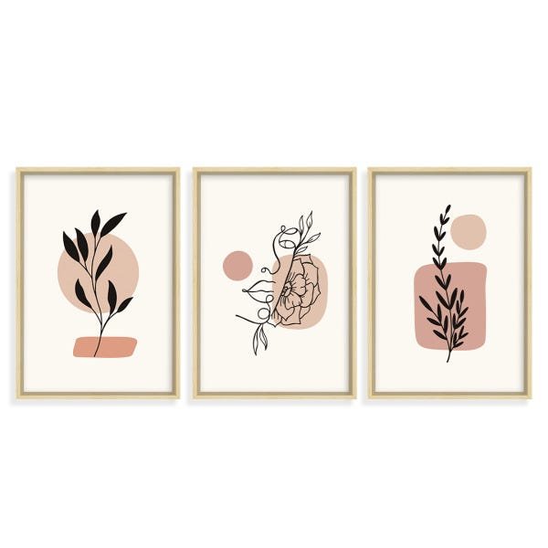 Conjunto 3 Quadros com Moldura Minimalista MADEIRA CLARA - Grande ...