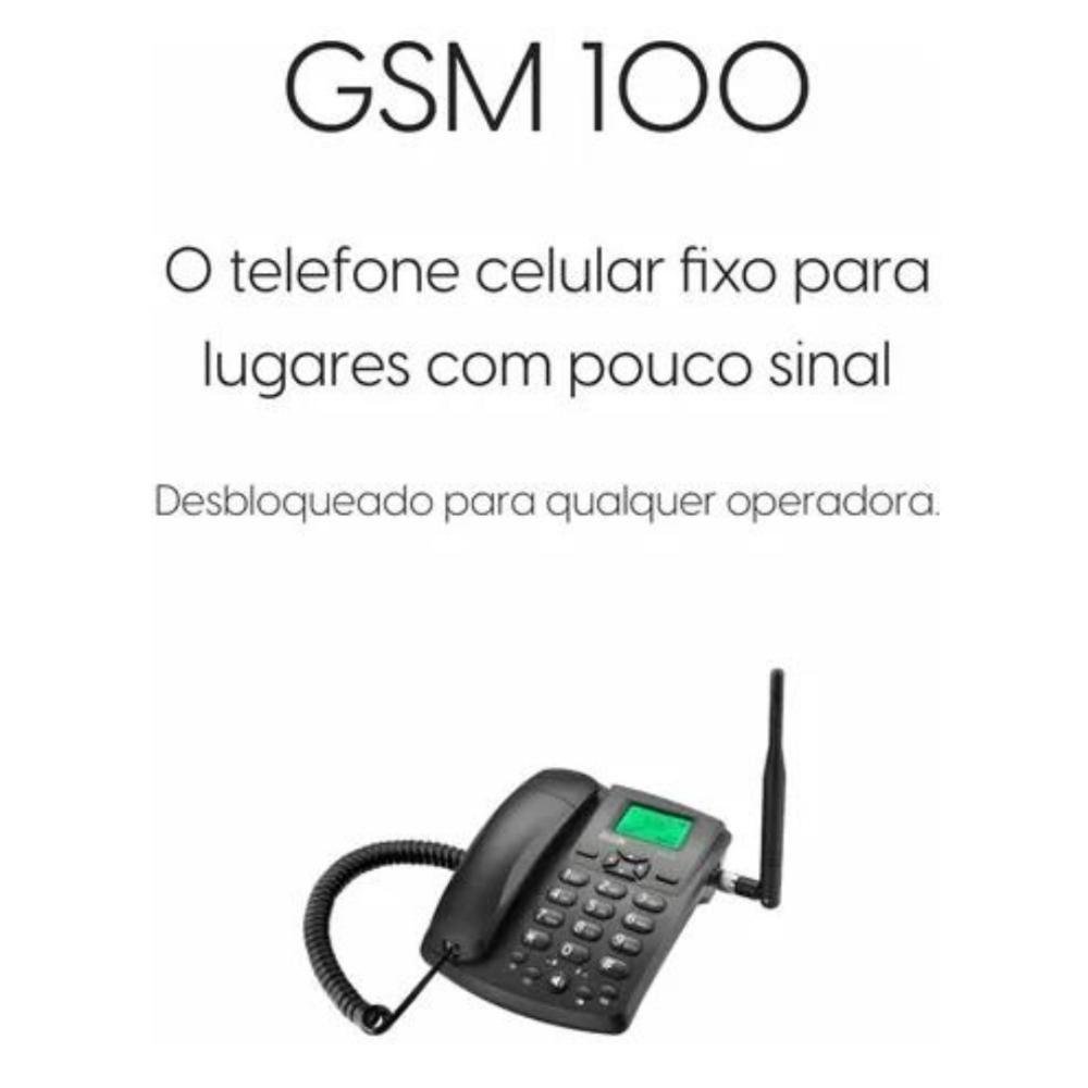 Telefone de Mesa Fixo Gsm100 Chip Quadband Elgin Preto | MadeiraMadeira