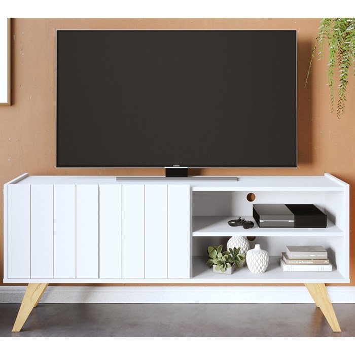 Bancada Rack para Tv 55 Polegadas Space Branco Clb | MadeiraMadeira