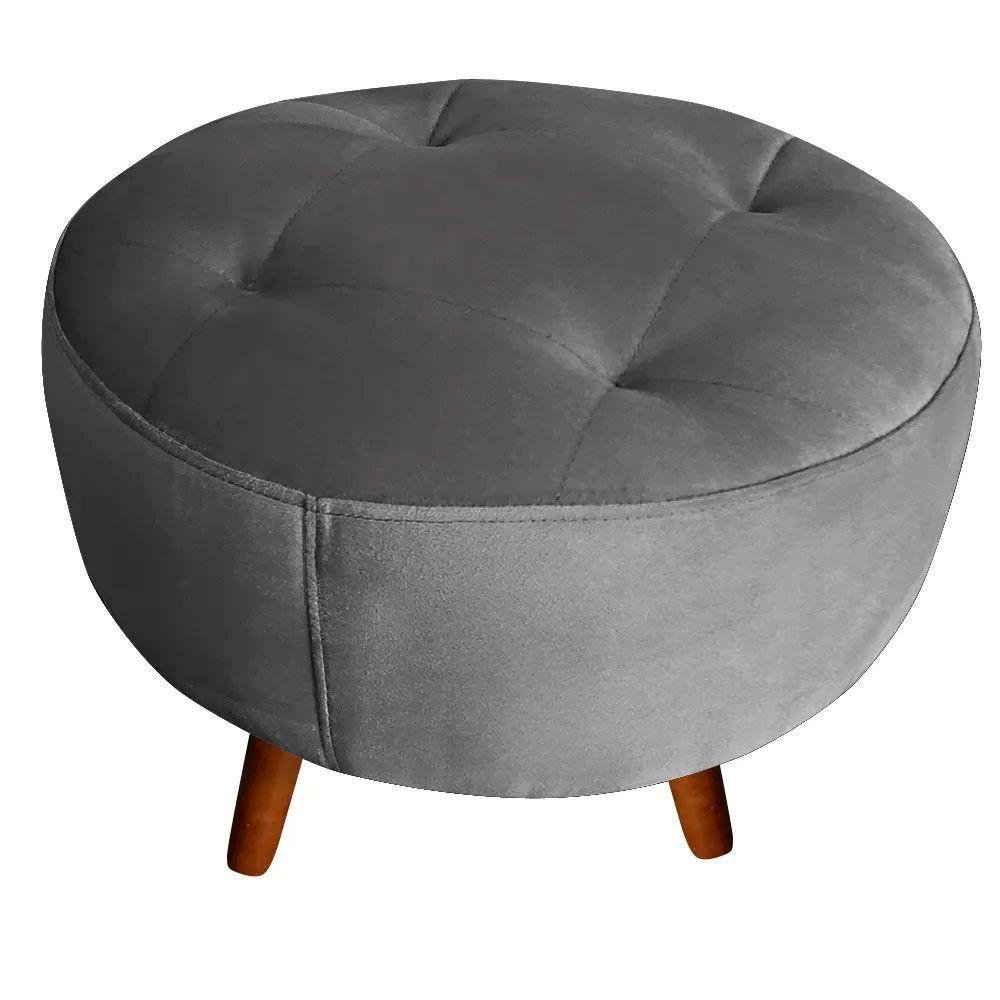 Puff Decorativo Sabrina Veludo Star Confort Cinza Chumbo | MadeiraMadeira