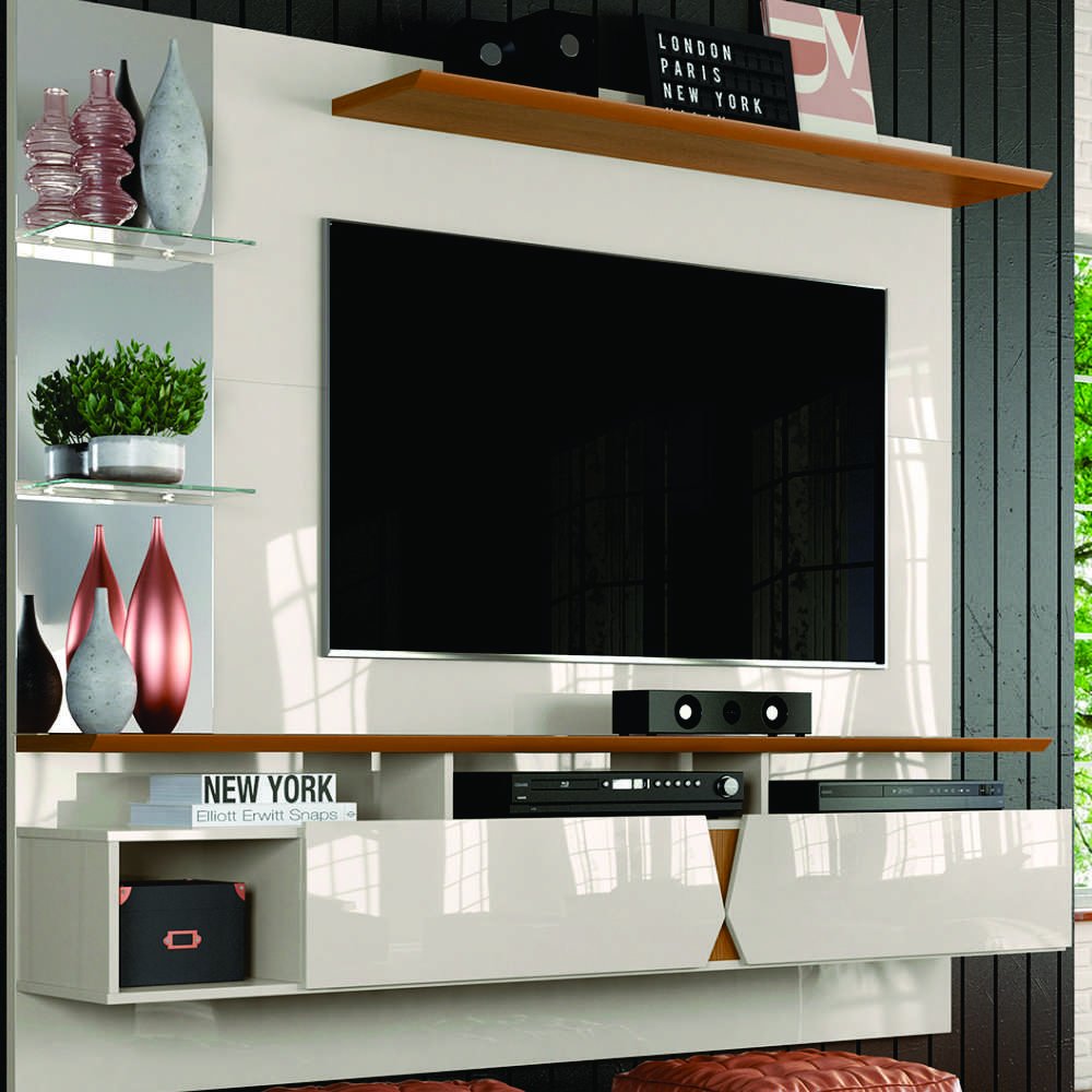 Painel Intense 2 Portas para TV até 55 Polegadas Off White/Damasco ...