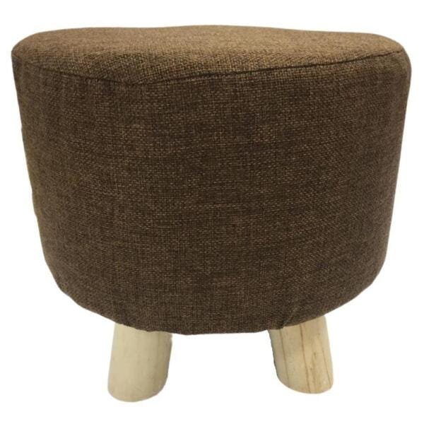 Puff Decorativo Redondo com Capa Removível Ø28cm - Marrom | MadeiraMadeira