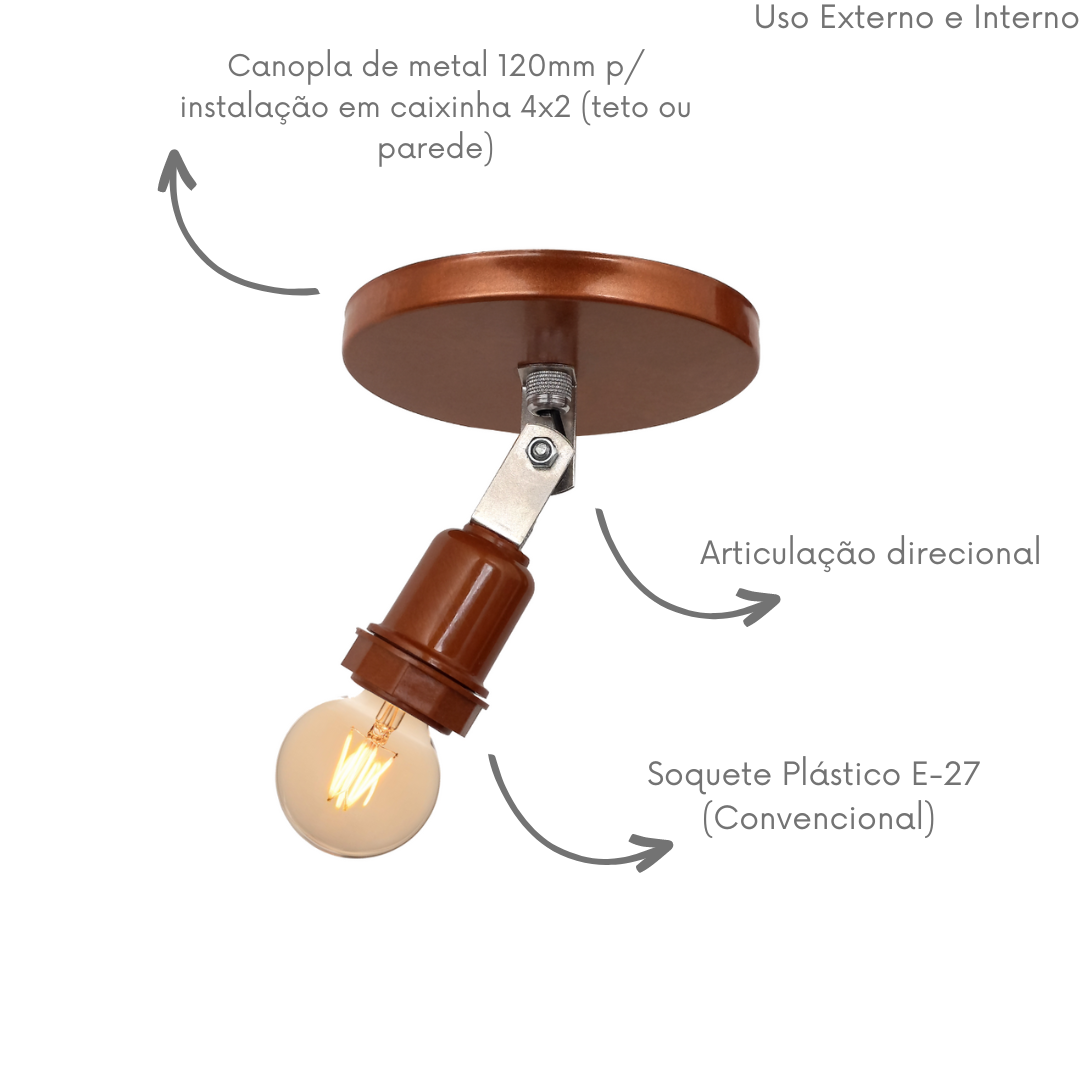 Arandela Spot Articulada Área Interna Externa Vintage Simples - Soquete ...