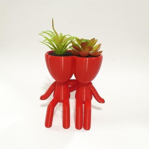 Vaso Decor Casal Namorados Abraço Suculentas 10Cm Vermelho | MadeiraMadeira