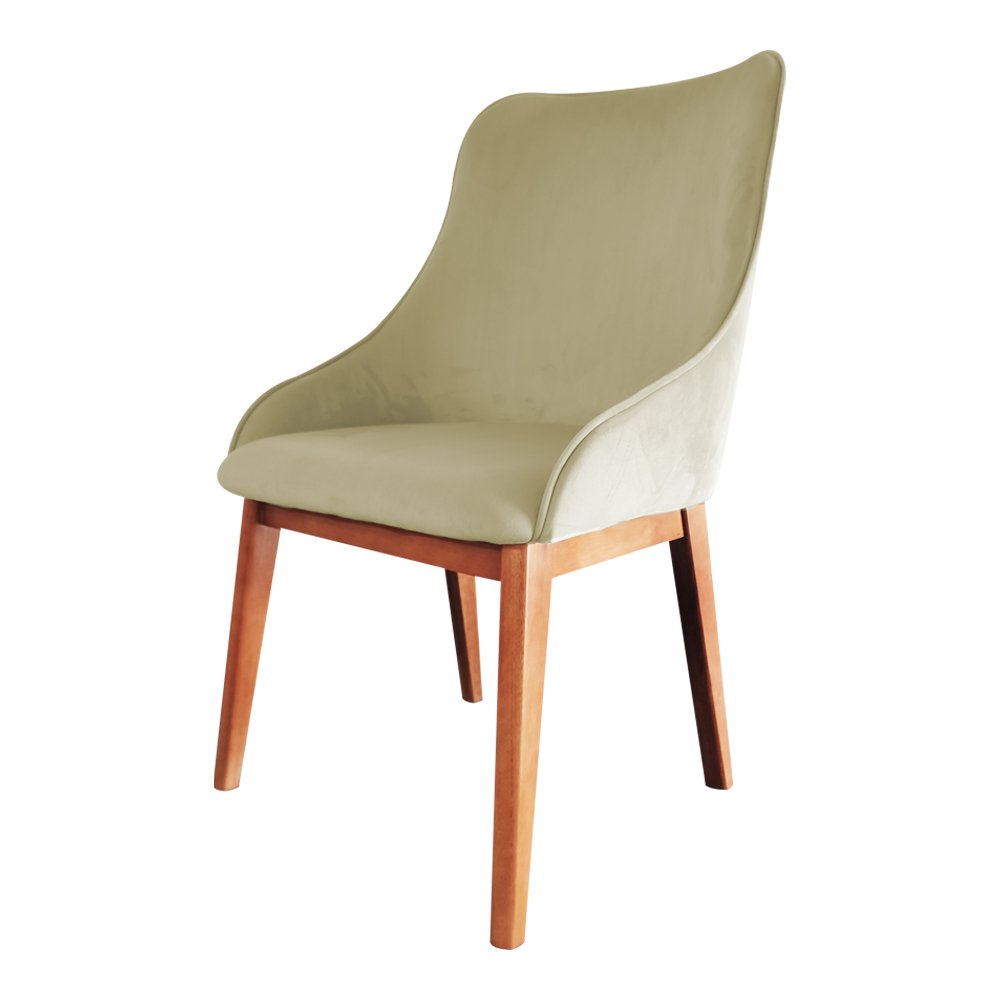 Kit 6 Cadeiras de Jantar Elisa Nobre Estofada Liso Veludo Bege Base ...