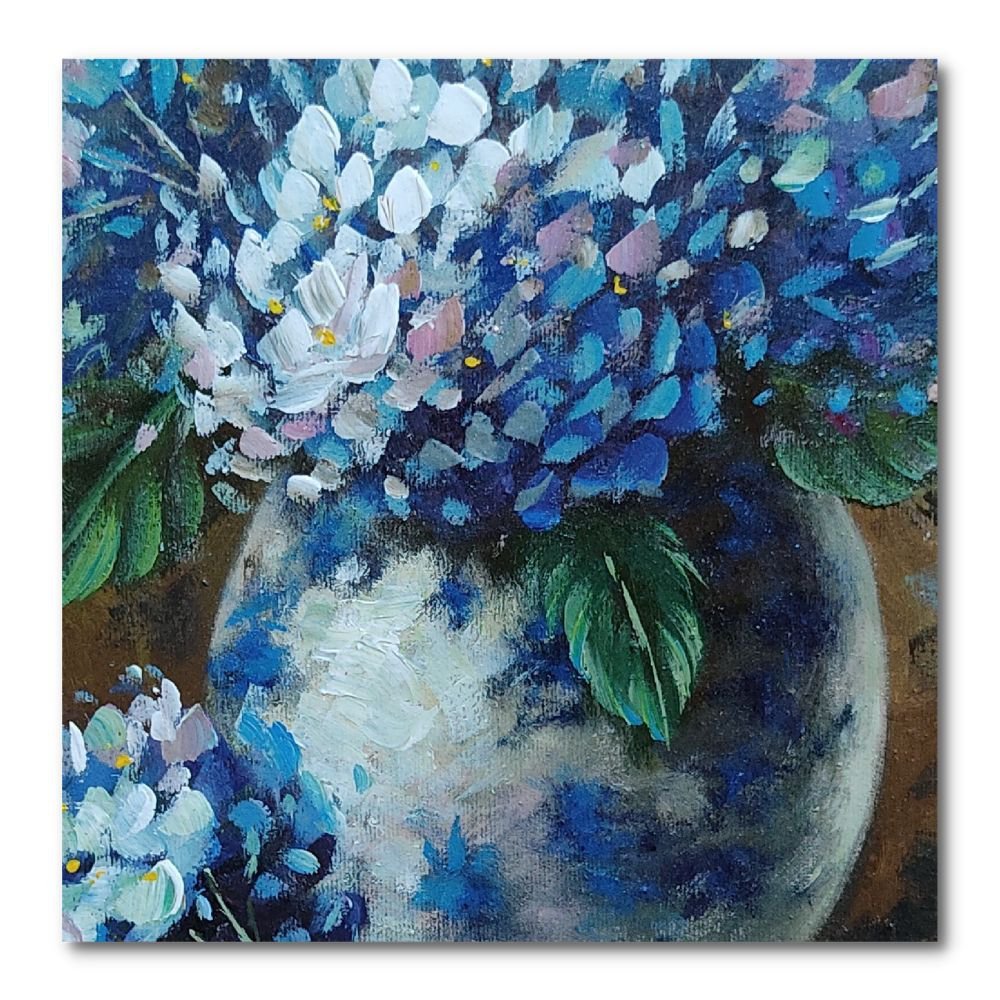 Quadro Flores Hortencia no vasoporcelana pintado a mão Arte Quadro ...