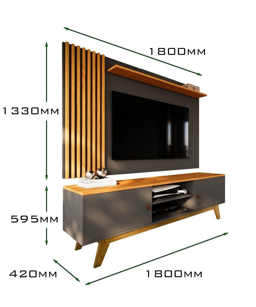 Rack Viena com Painel Grécia Ripado para Tv até 70 Polegadas 2 Portas ...