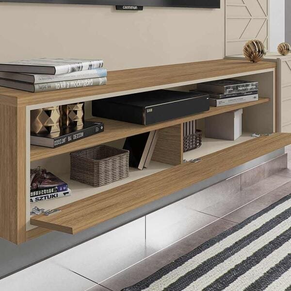 Painel para TV Prisma Caemmun Off White Buriti | MadeiraMadeira