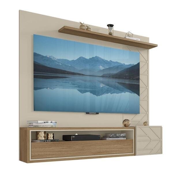 Painel para TV Prisma Caemmun Off White Buriti | MadeiraMadeira