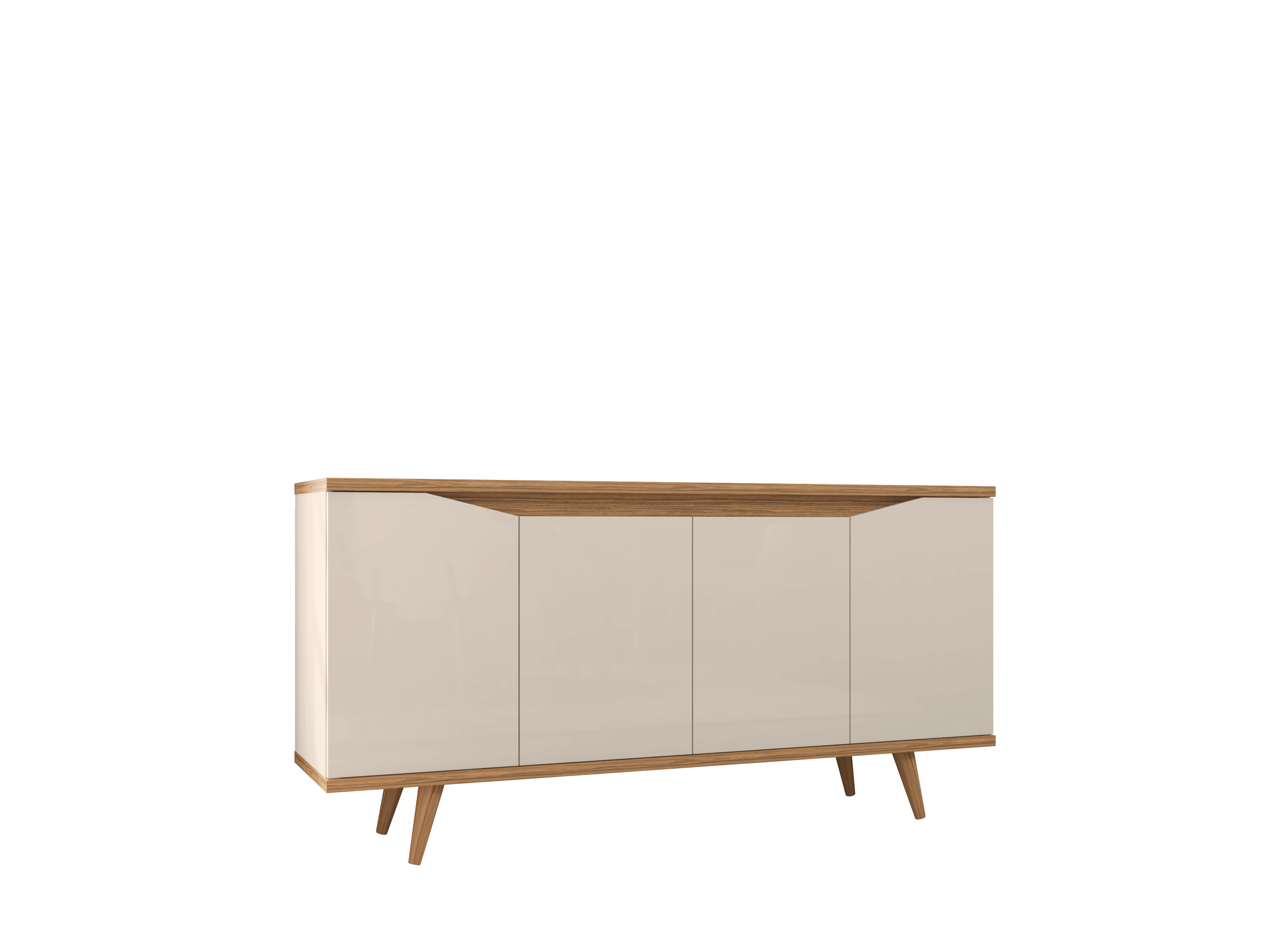 Buffet Grace Versátile 160 cm 4 Portas Pés em Madeira Maciça: Off White ...