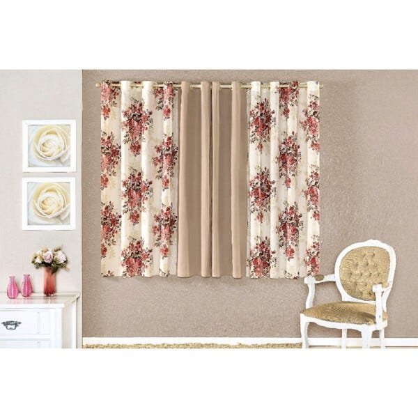 CORTINA VALENTINA 2METROS 150 FIOS:FLORAL ROSE | MadeiraMadeira