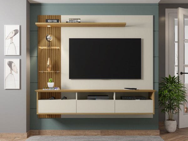 Painel Trend para Tv até 60 Polegadas Off White/cinamomo/ripado ...
