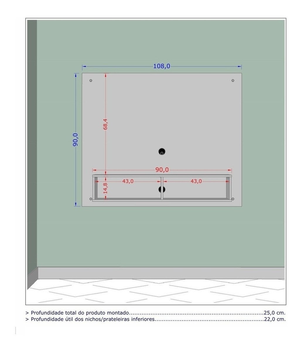 Painel para TV Viena 43 Polegadas Preto Marmorizado - Móveis Bechara ...