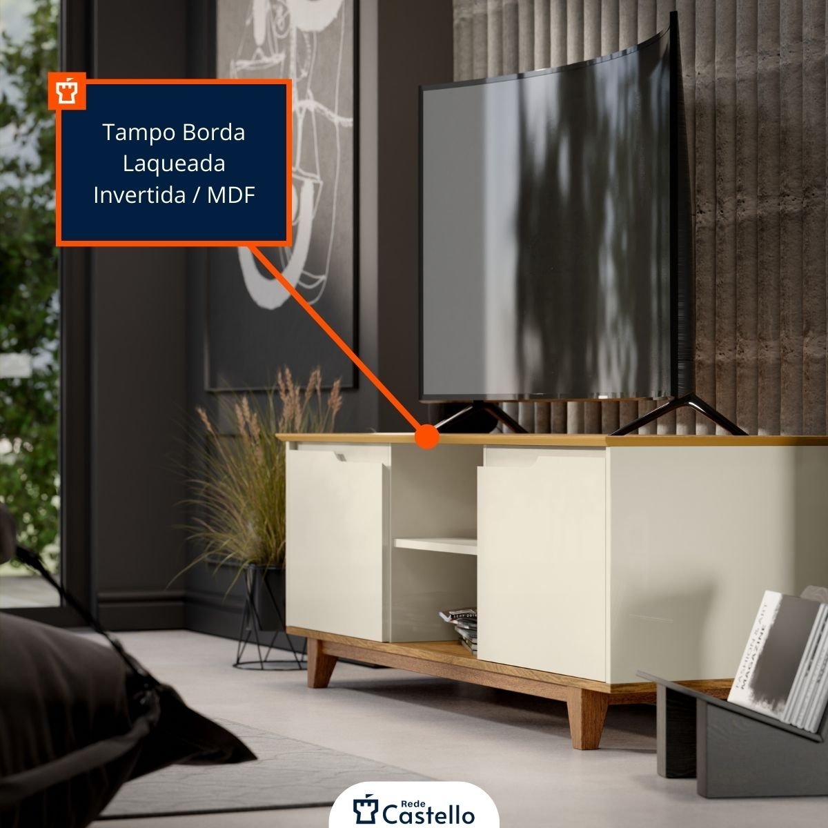Rack de Televisão até 55 Polegadas 2 Portas Pés em Madeira - Mod.0225 ...