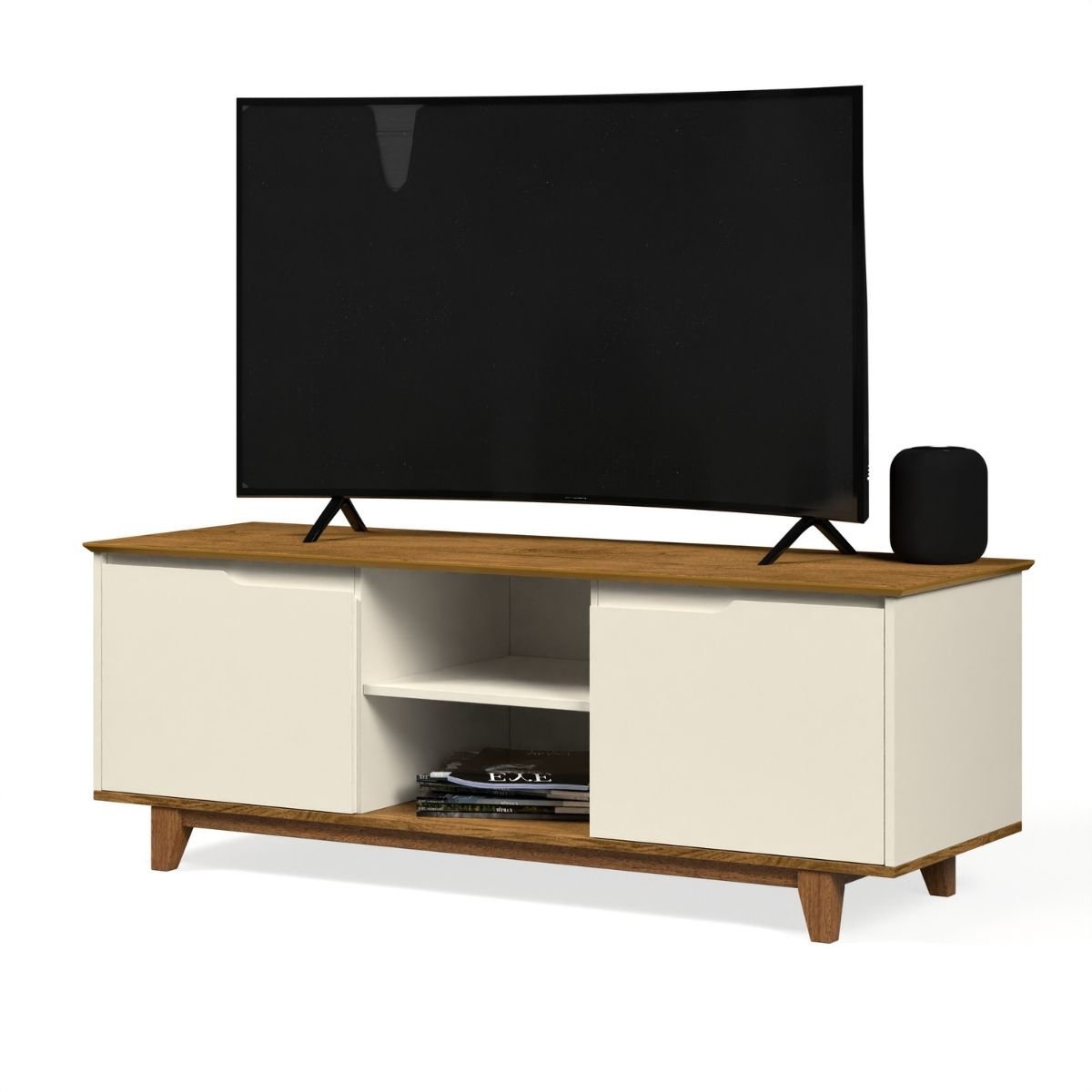 Rack de Televisão até 55 Polegadas 2 Portas Pés em Madeira - Mod.0225 ...