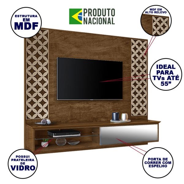 Painel TV até 55 Polegadas Casalar Roma Malbec Off White | MadeiraMadeira