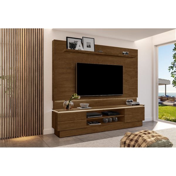Rack com Painel para TV até 75 Polegadas London Malbec | MadeiraMadeira