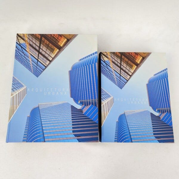 Caixa Livro Decorativa Azul Arquitetura Urbana 32/27cm 2pc | MadeiraMadeira