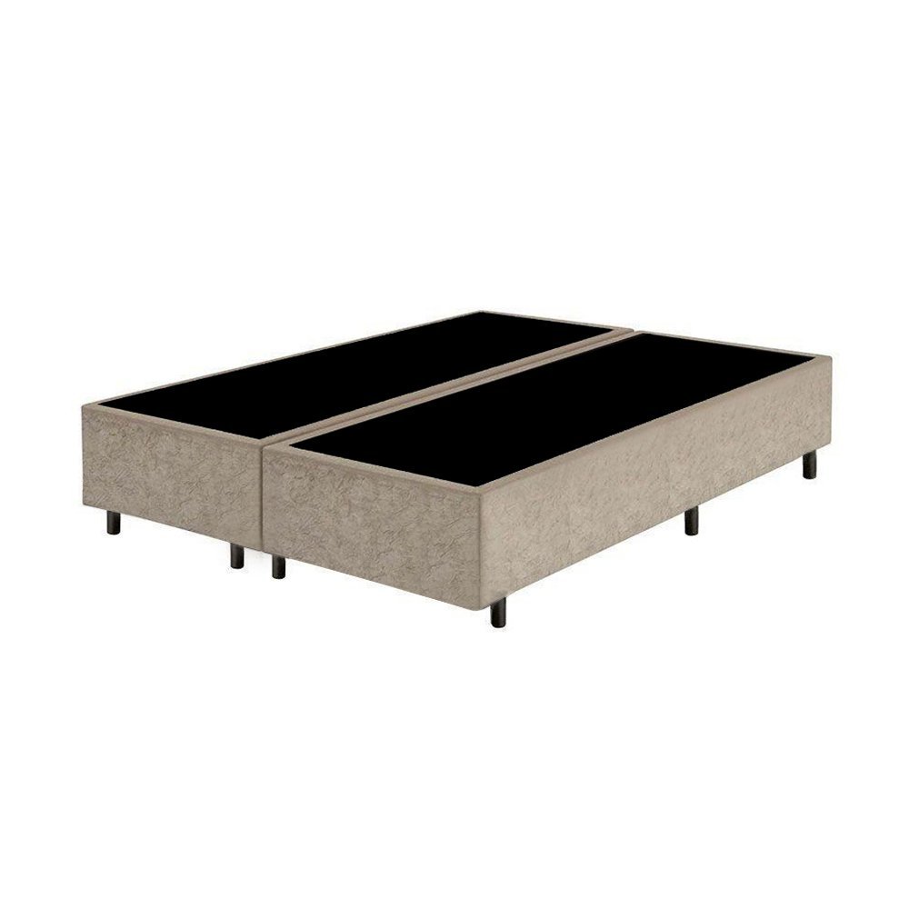 Base Box Queen Bipartido Santo Box Suede Bege 40x158x198 | MadeiraMadeira