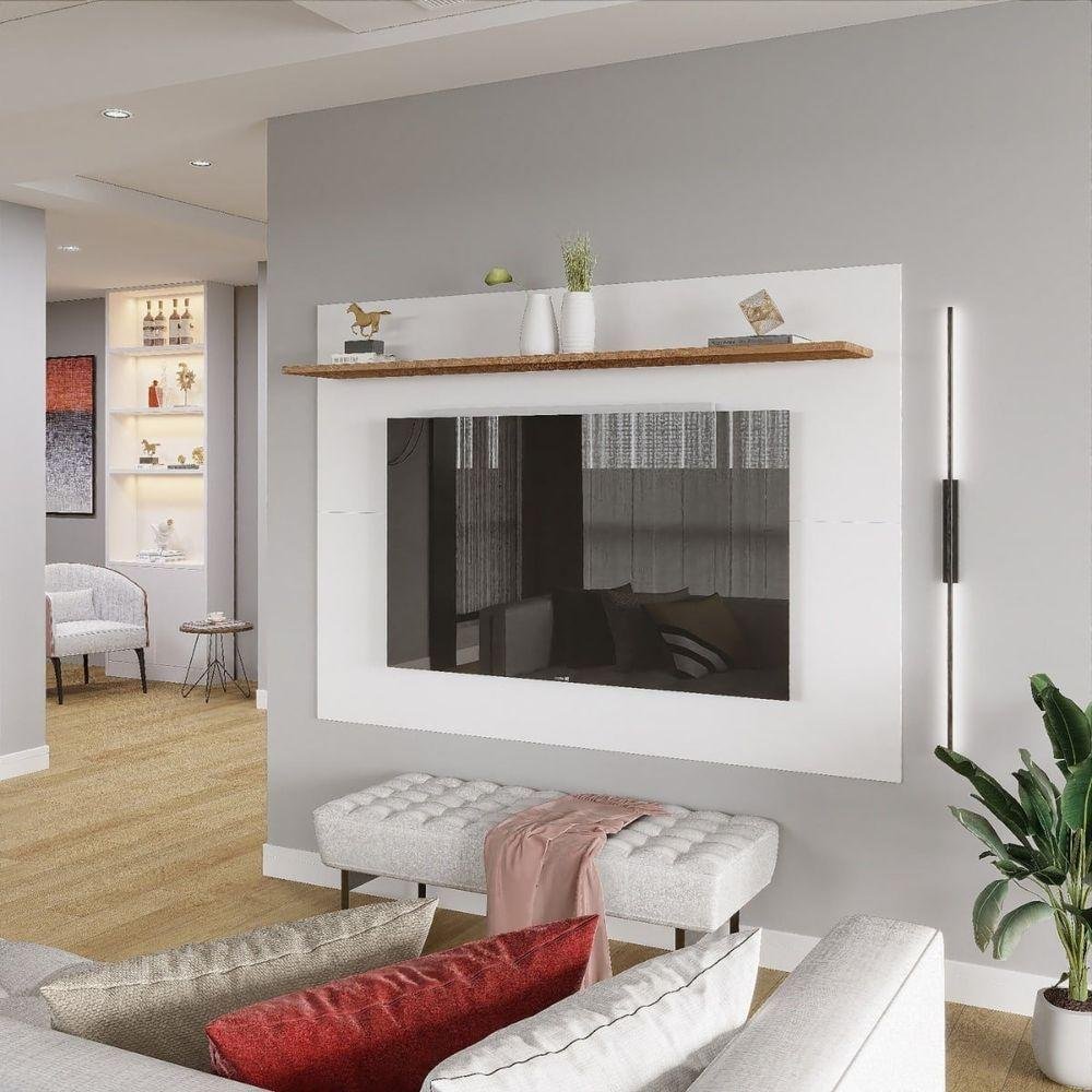 Painel Tv 50 com Prateleira Columbia Branco Montana | MadeiraMadeira