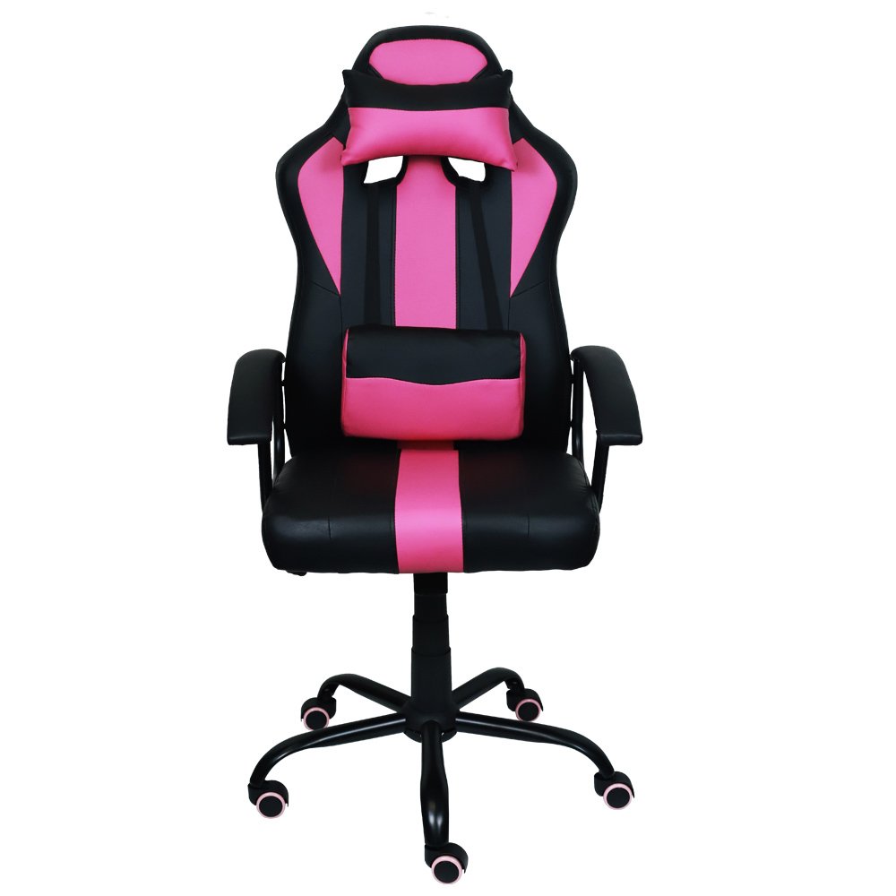 CADEIRA GAMER ROSA GIRATORIA AJUSTE DE ALTURA BASE DE FERRO PINTADO E ...