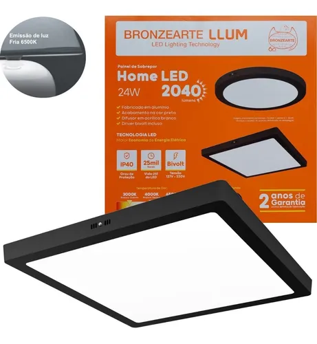 Home Led 2040 - LLUM Sobrepor Branco Quadrado | MadeiraMadeira